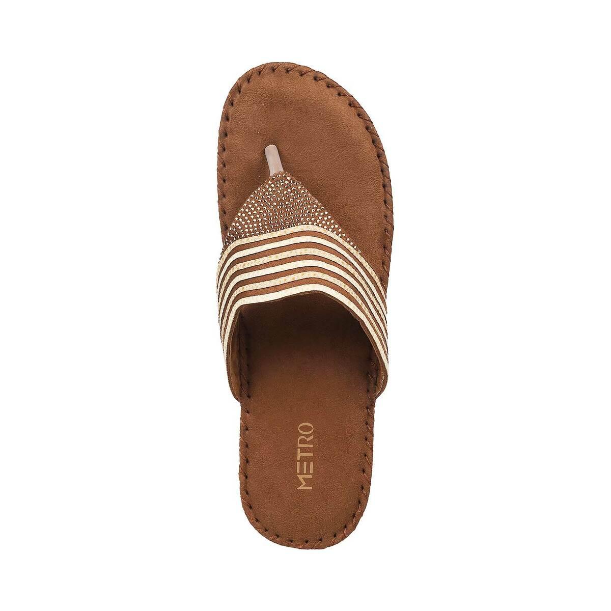 Buy Metro Antique-Gold Casual Slippers Online | SKU:44-1678-28-38 ...
